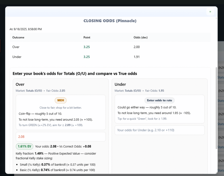 CLV Sports Betting Calculator